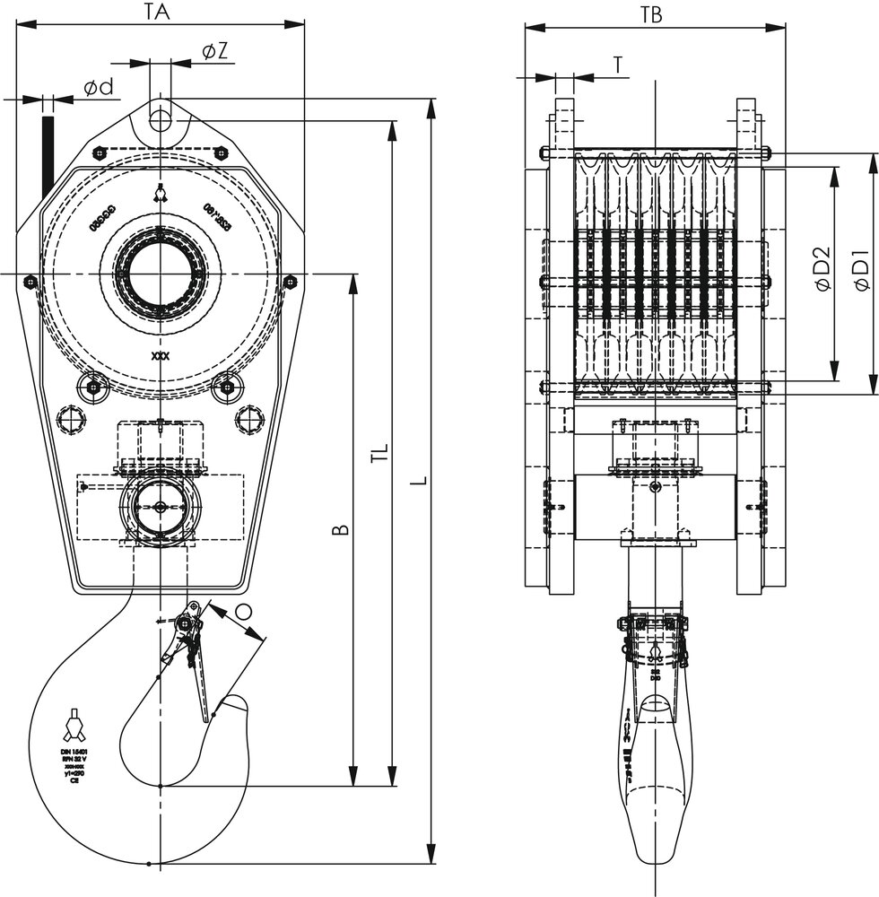 Standard Reeve Crane Blocks 5 sheaves | Mennens Netherlands