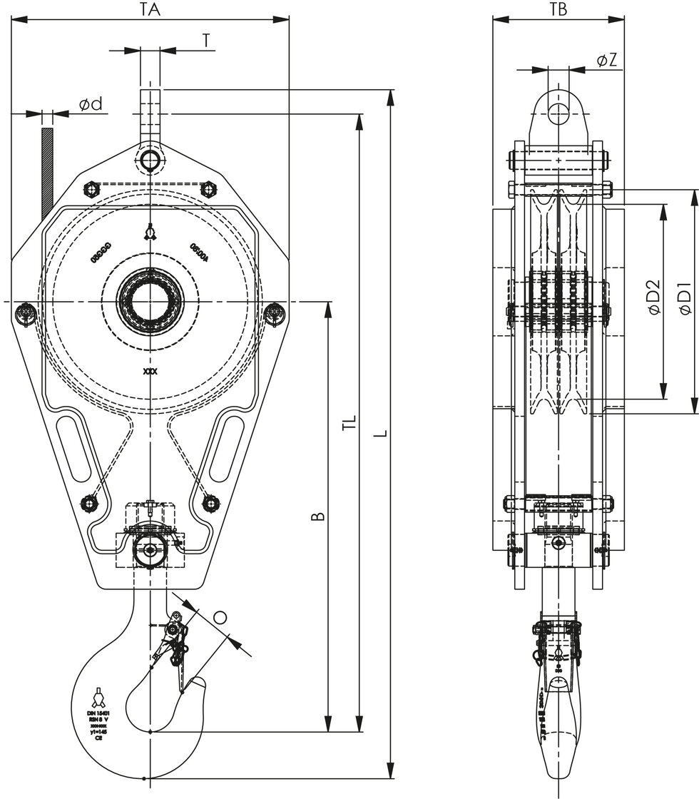 Fast Reeve Crane Blocks 2 sheave | Mennens Netherlands